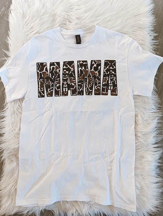 Gildan | Tops | White Gildan Mama Woodland Duck Camo Block Letter ...